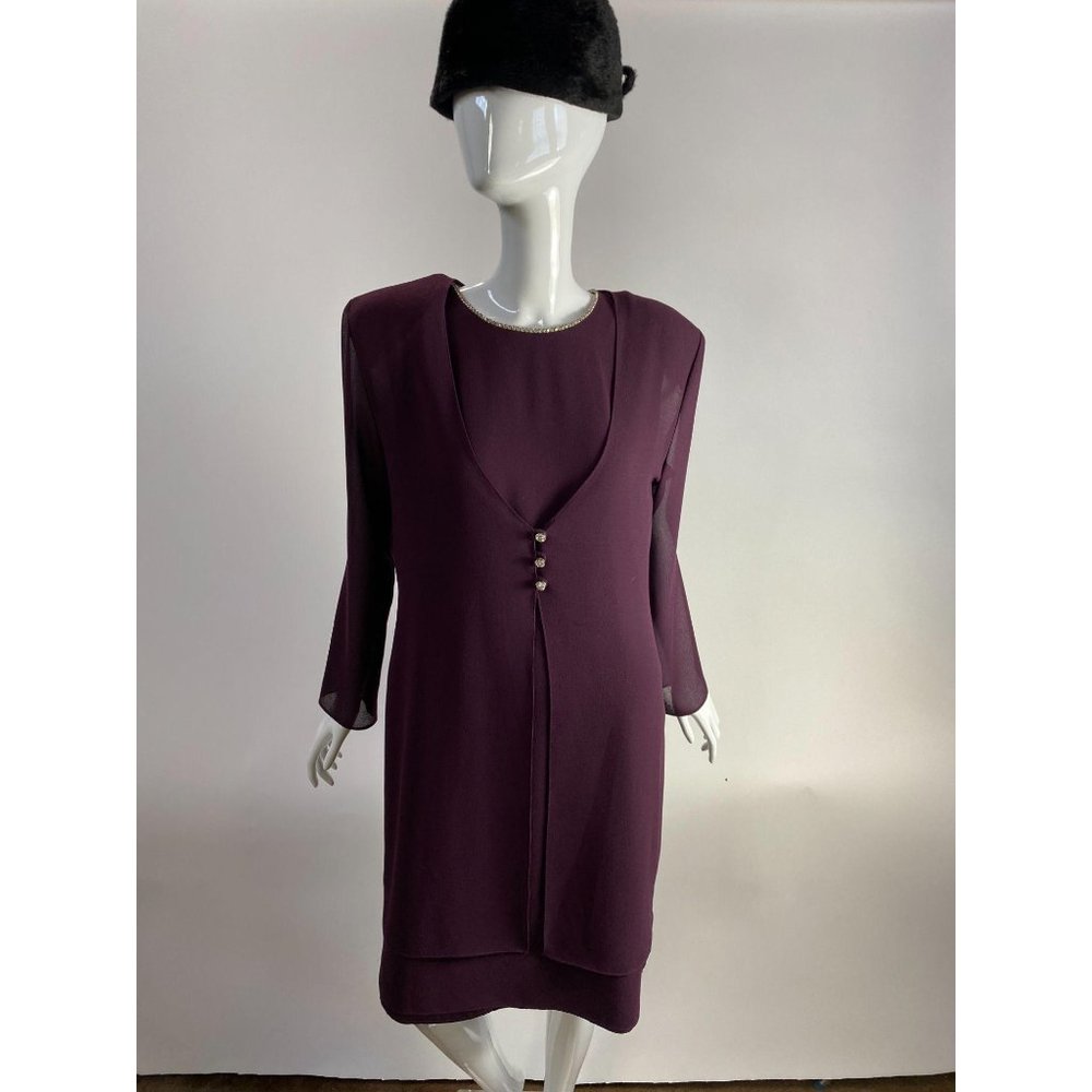 Plum 2pc Dress And Jacket By After Dark - Gem